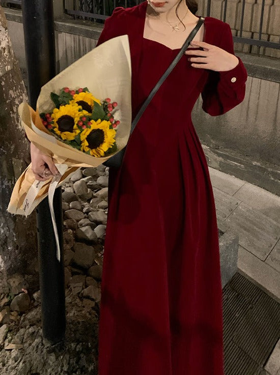 Vintage Wine Red Suede Dress– irococo
