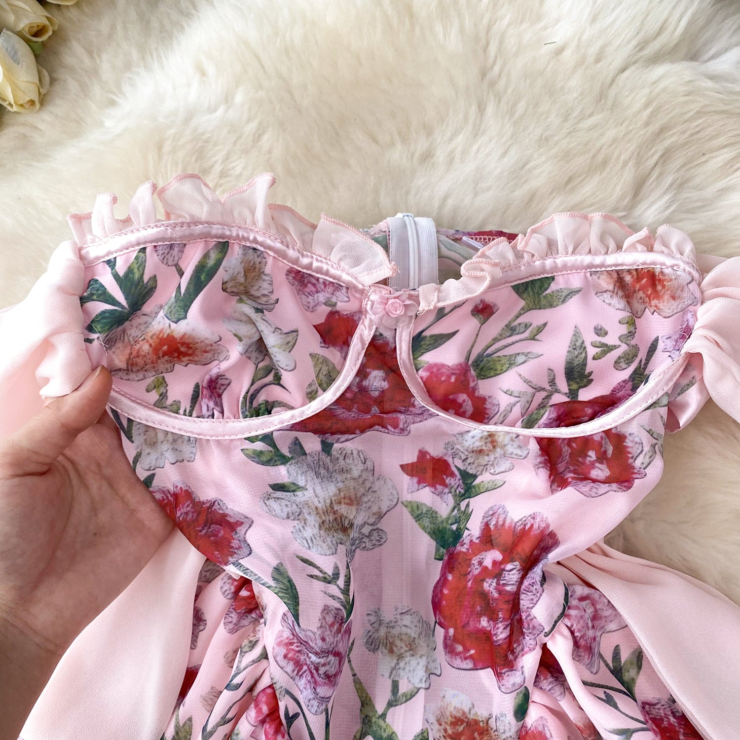 Strapless Ruffle Layered Floral Dress– irococo