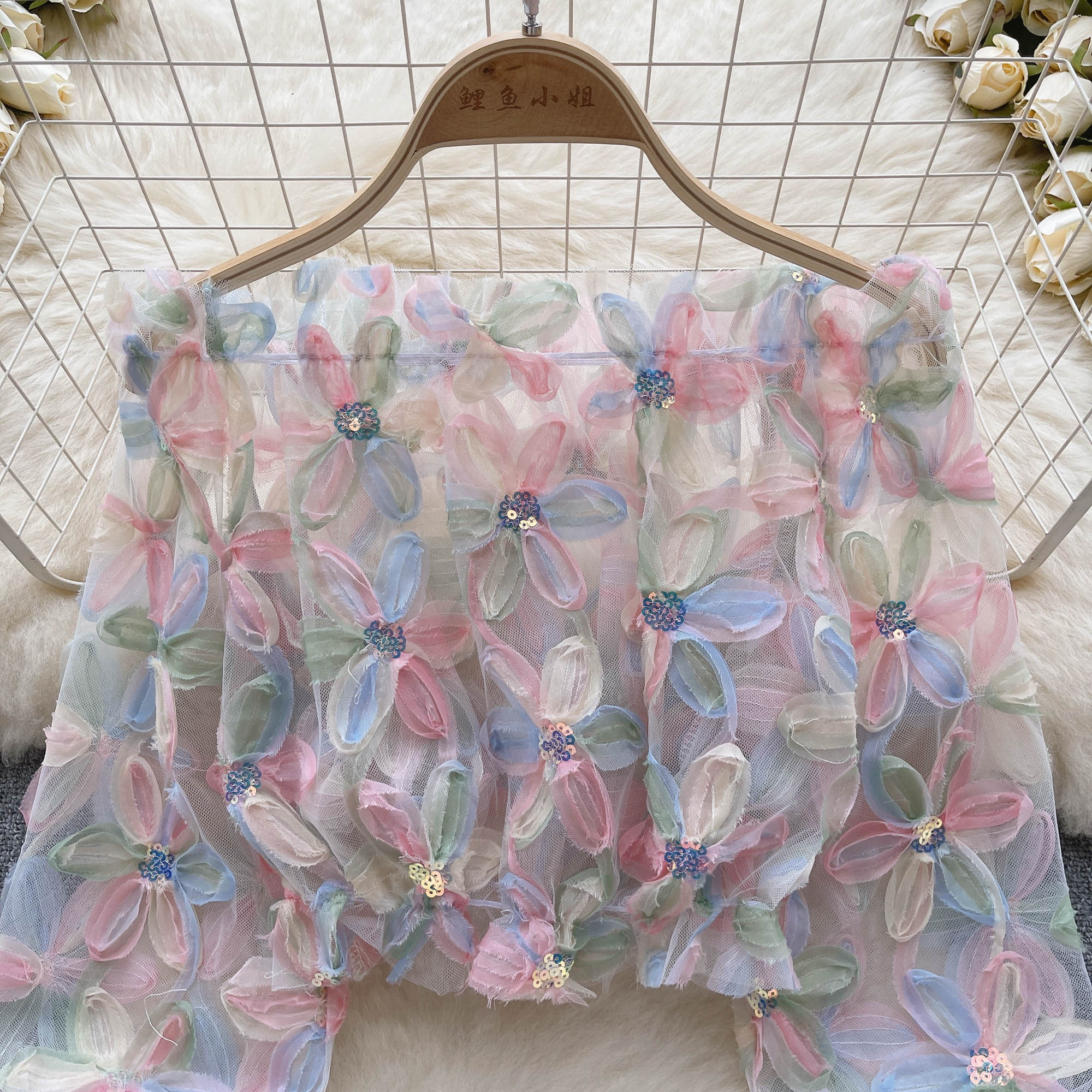 Fairy 3d Floral Mesh Top– irococo