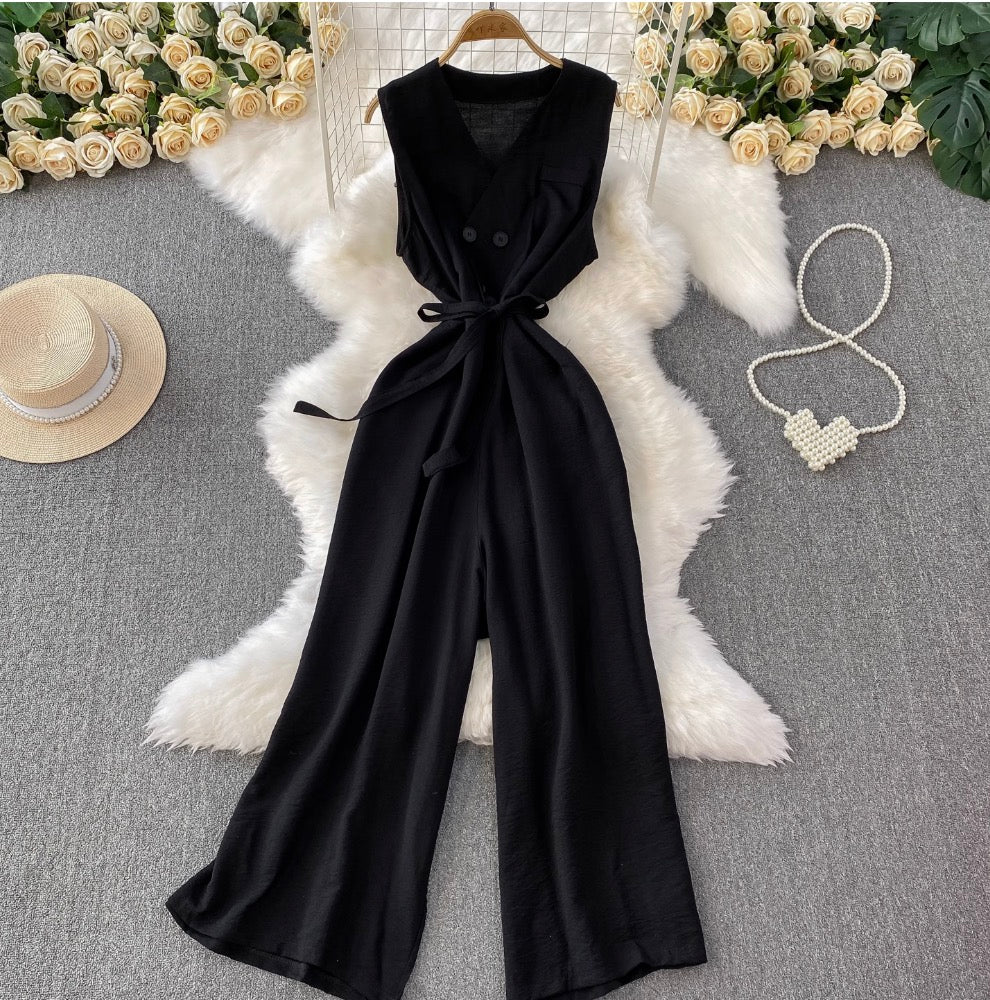 Elegant Double-breasted Sleeveless Jumpsuits– irococo