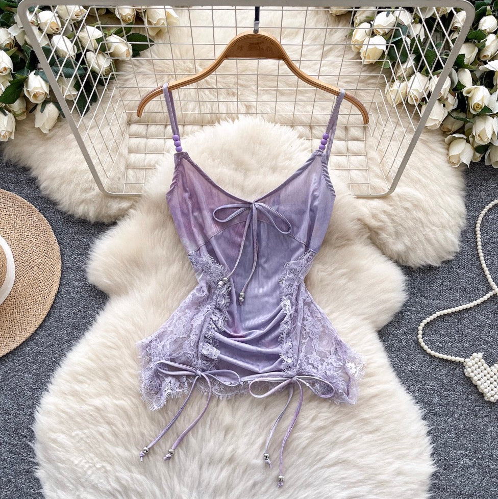 Vintage Lace-trim Patchwork Camisole– irococo