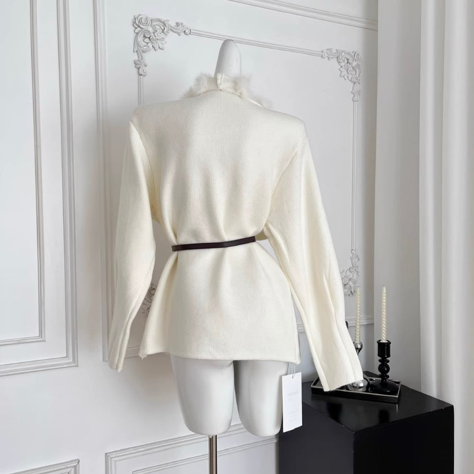 Premium Furry Collar Tweed Cardigan– irococo