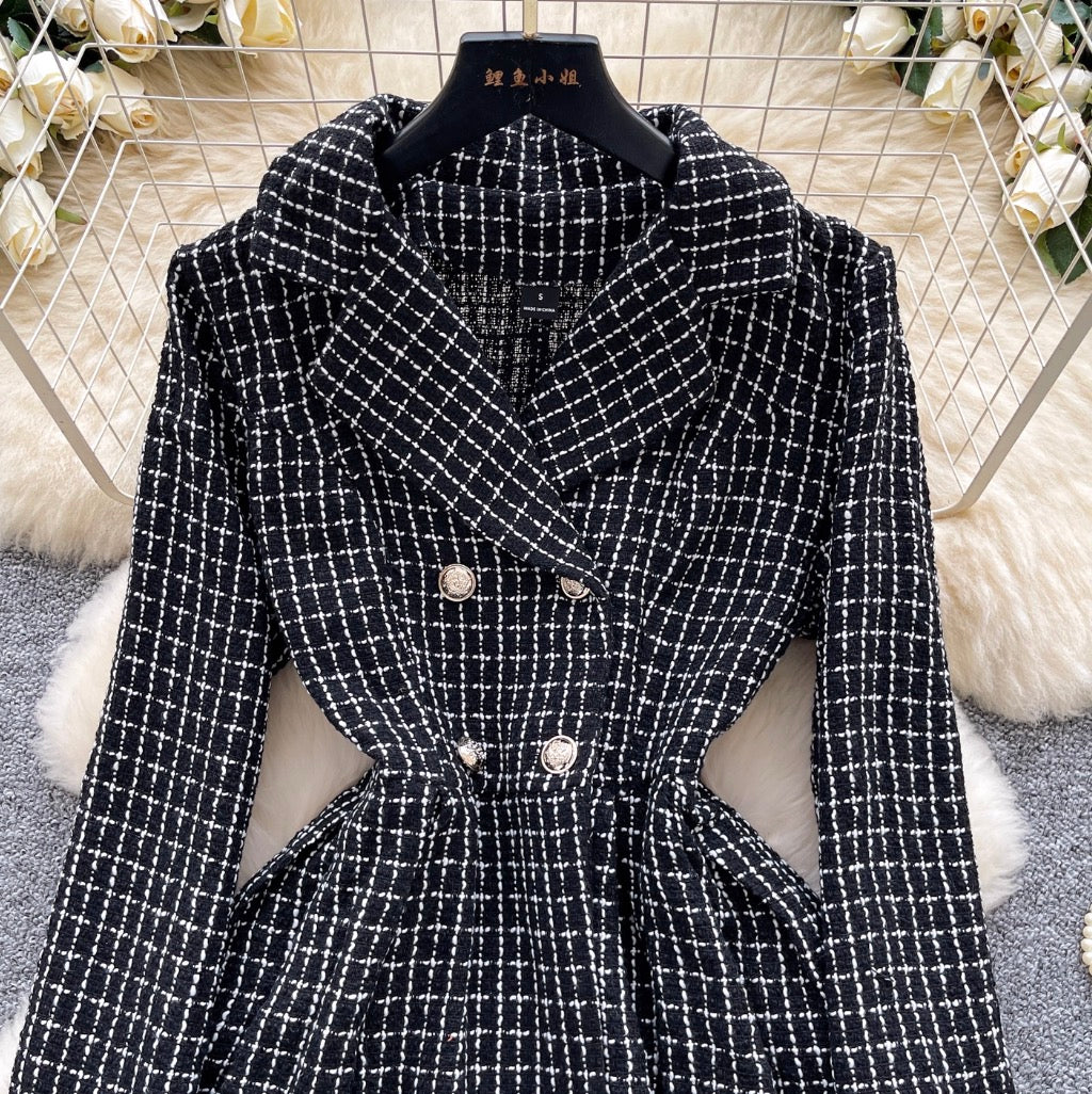 Vintage Suit Collar Tweed Dress– irococo