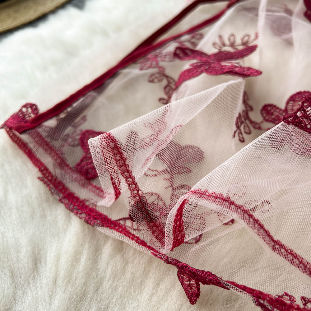 Sheer Mesh Butterfly Crochet Cheongsam Dress– irococo