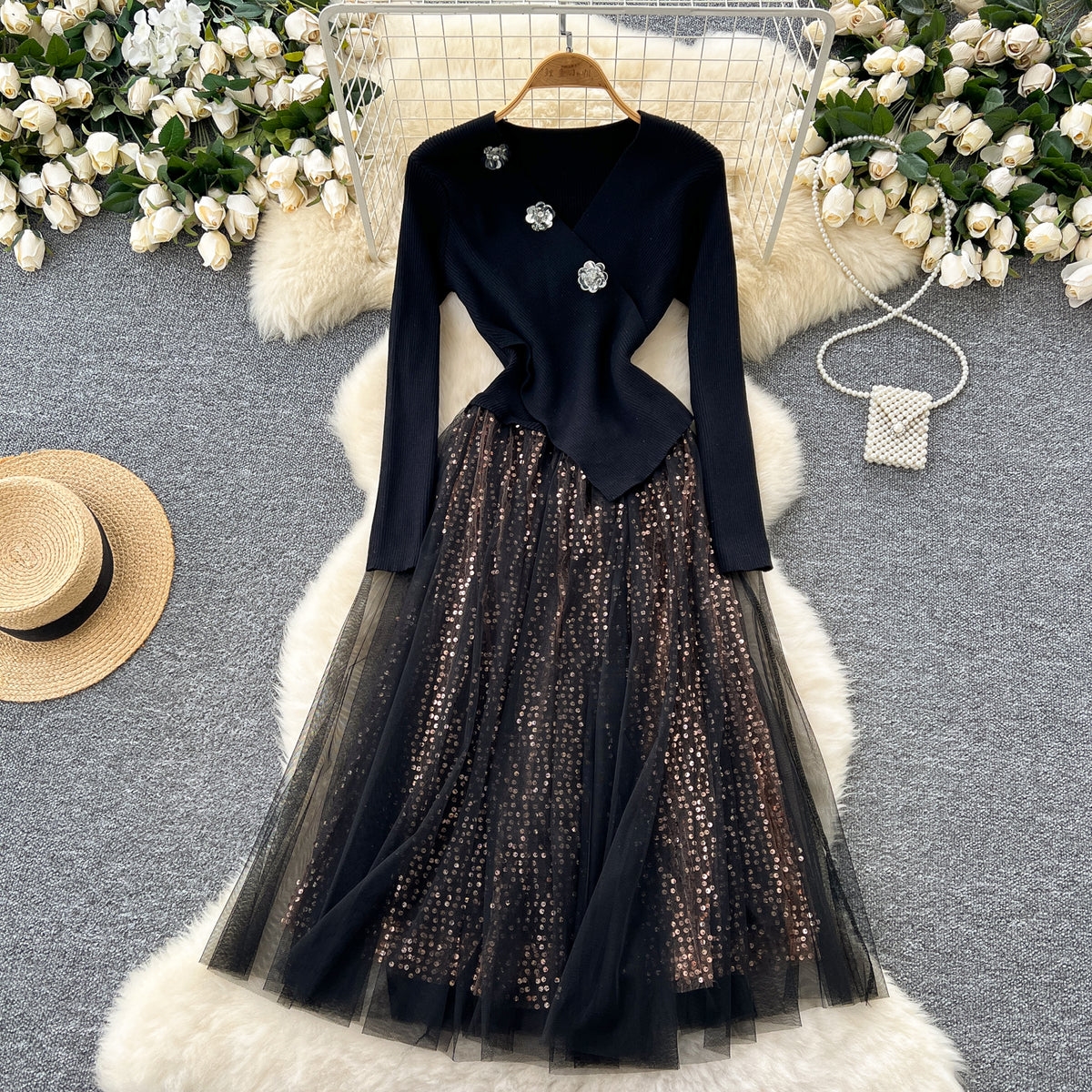 Vintage Mesh Pendulum Knitted Dress– irococo