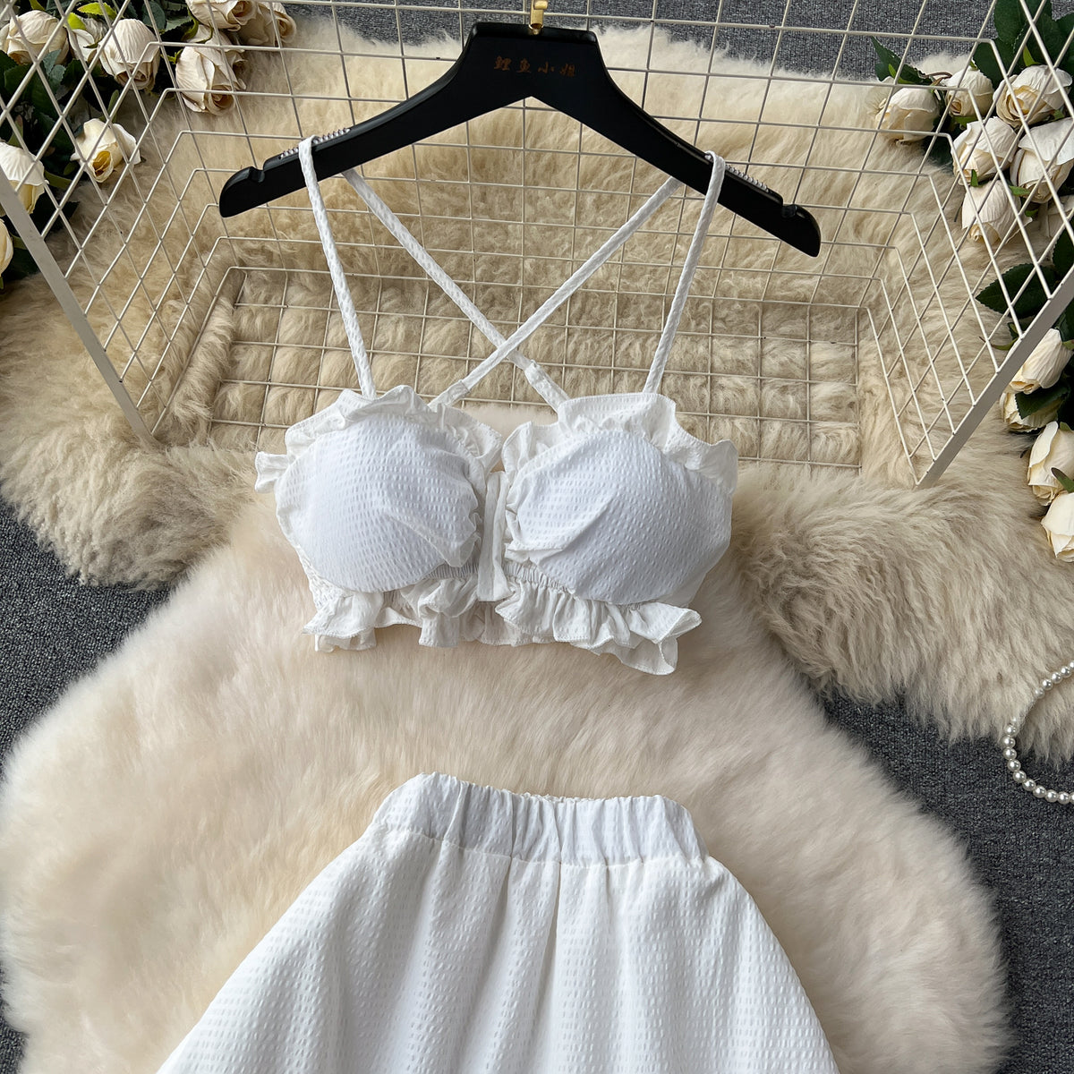 White Camisole&Draped Skirt 2Pcs– irococo