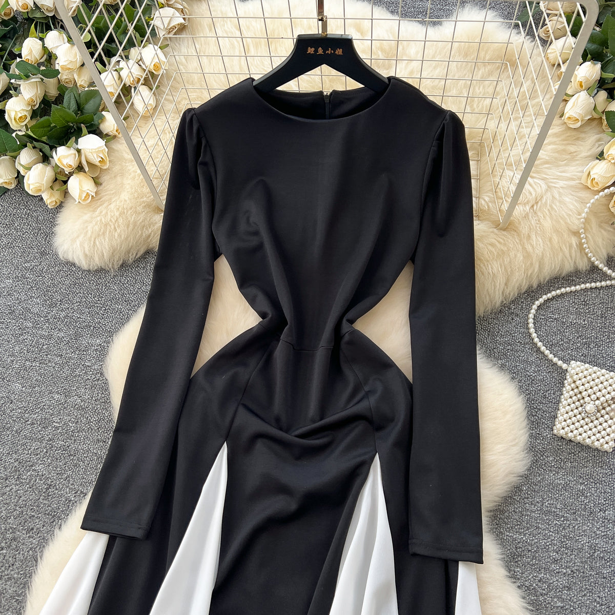 Black&White Patchwork Elegant Dress– irococo