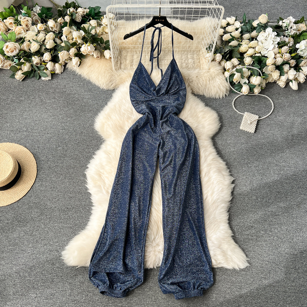 Draped Collar Backless Halter Jumpsuit– irococo