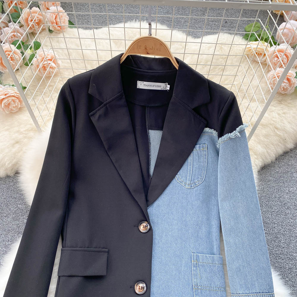 Unique Design Denim Patchwork Blazer– irococo