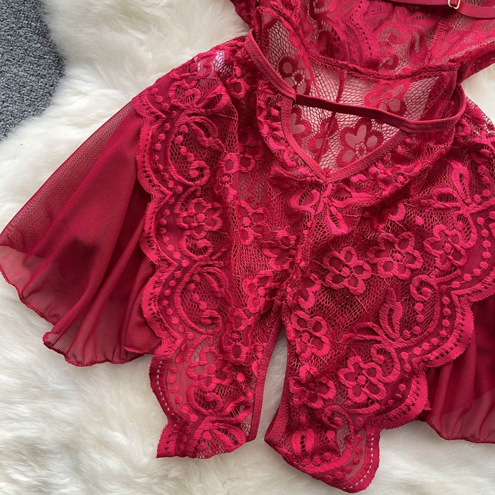 Irregular Design Lace Patchwork V-neck Dress– irococo