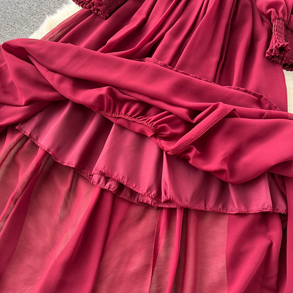 Vintage Ruffle-trimmed Pleated Dress– irococo